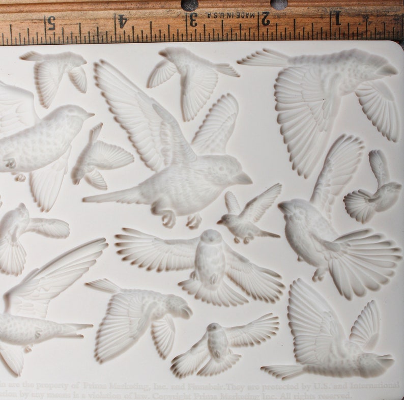 Flocking Birds Mold Prima Moth Finnabaer Silicone for Resin Clay Food ...