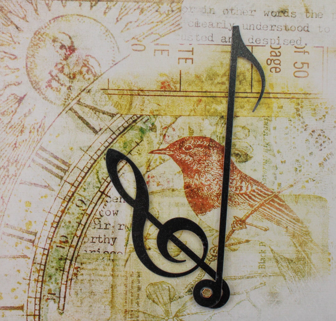 Clock Hands Music Notes Vintage Black Decorative for Collage and Mixed ...