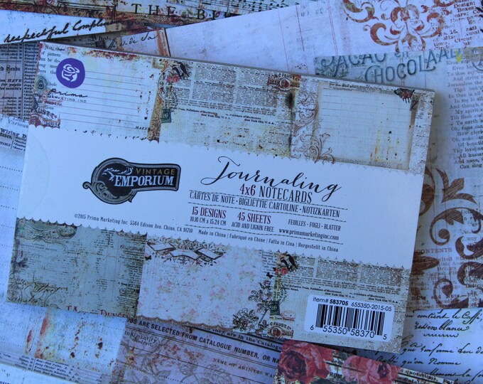 Vintage Emporium Journaling Note Cards Postcards 15 Designs 45 Sheets ...