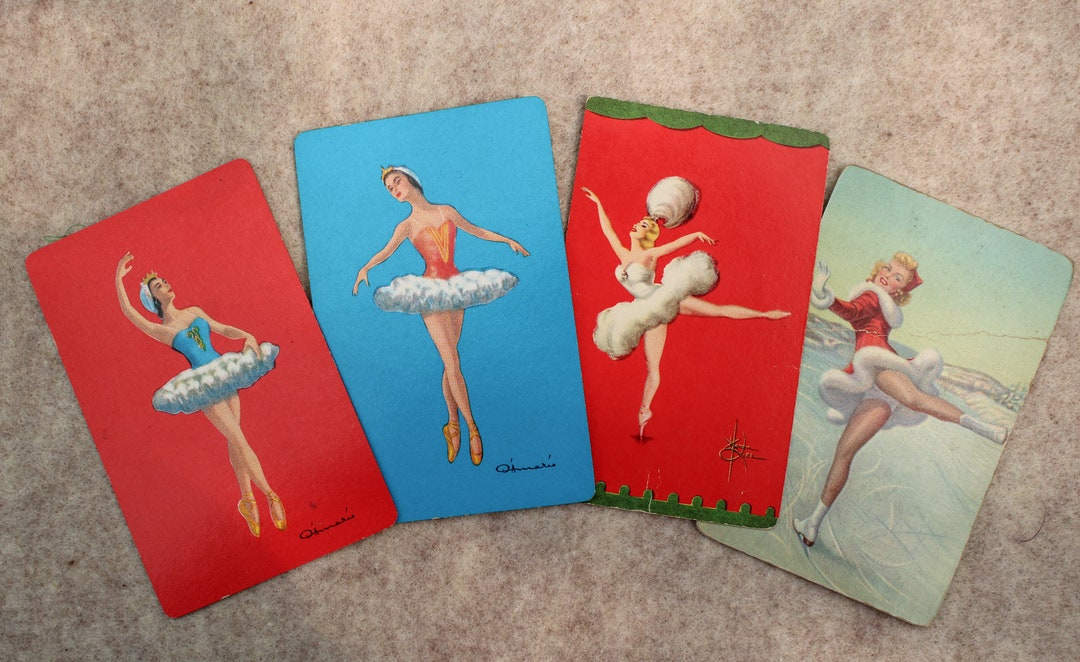 4 Ballerina Vintage Playing Cards for Swap Cards ATC With Ballet Ice ...