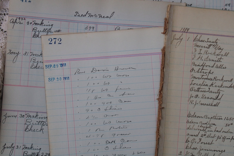 10 Original Ledger Pages Antique Handwritten Scrapbook Vintage Collage ...