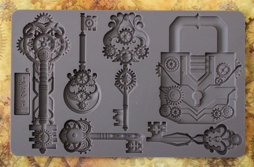 Mechanical Lock & Keys Molds Decor Re-design Prima Silicone for Resin ...