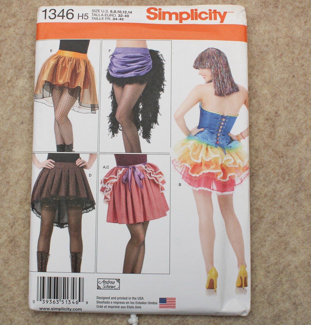Pattern Skirt Bustle Costume Simplicity 1346 H5 Size 6-14 Unused ...