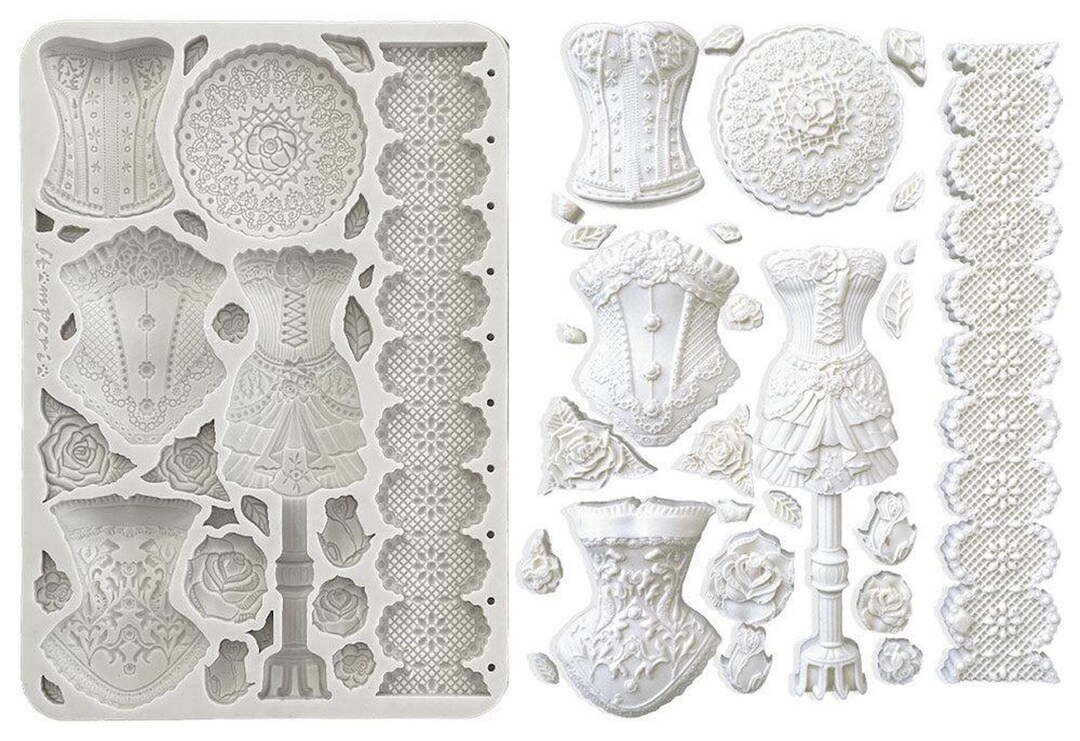Stamperia Old Lace Mannequins and Corsets Mold Silicone for Resin Clay ...