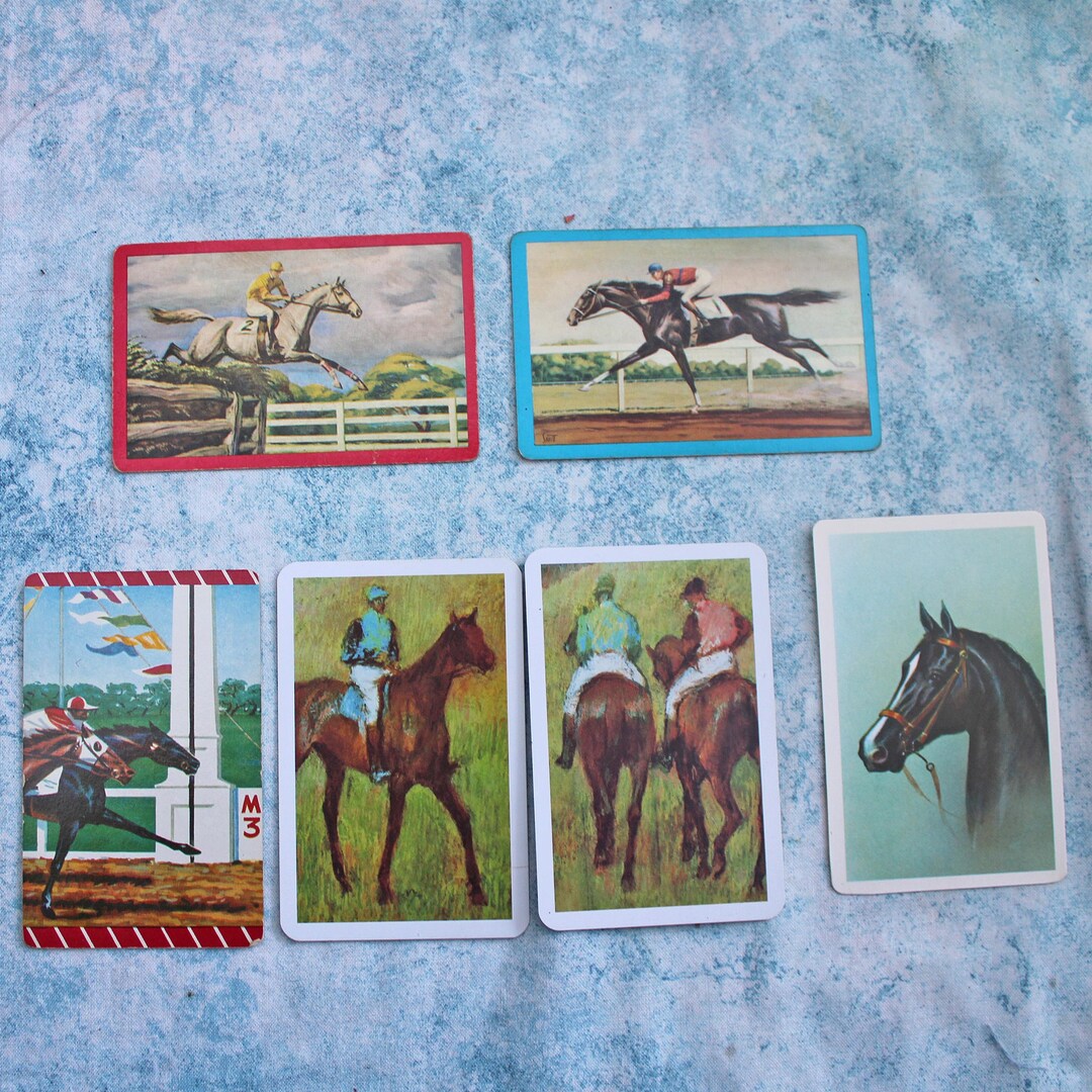 6 Playing Cards One Each for Swap Cards ATC Horse Racing Vintage - Etsy