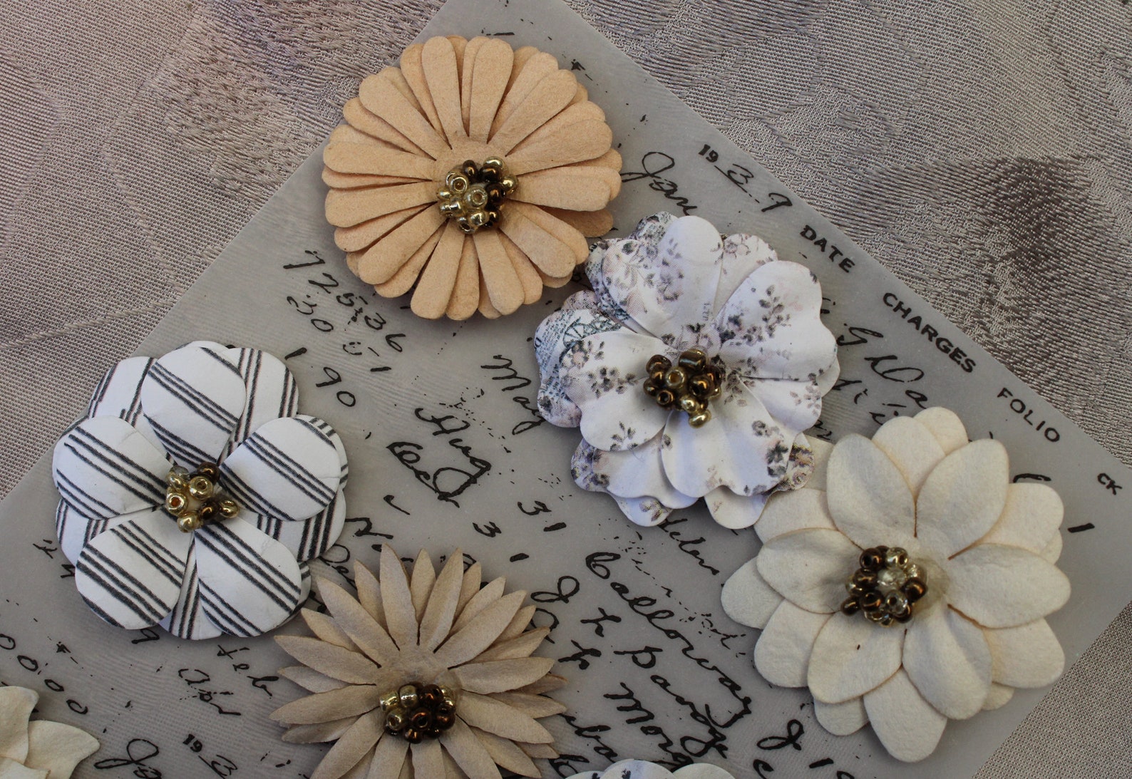 Pretty Pale Collection Sweet Species 9 Paper Floral Embellishments ...