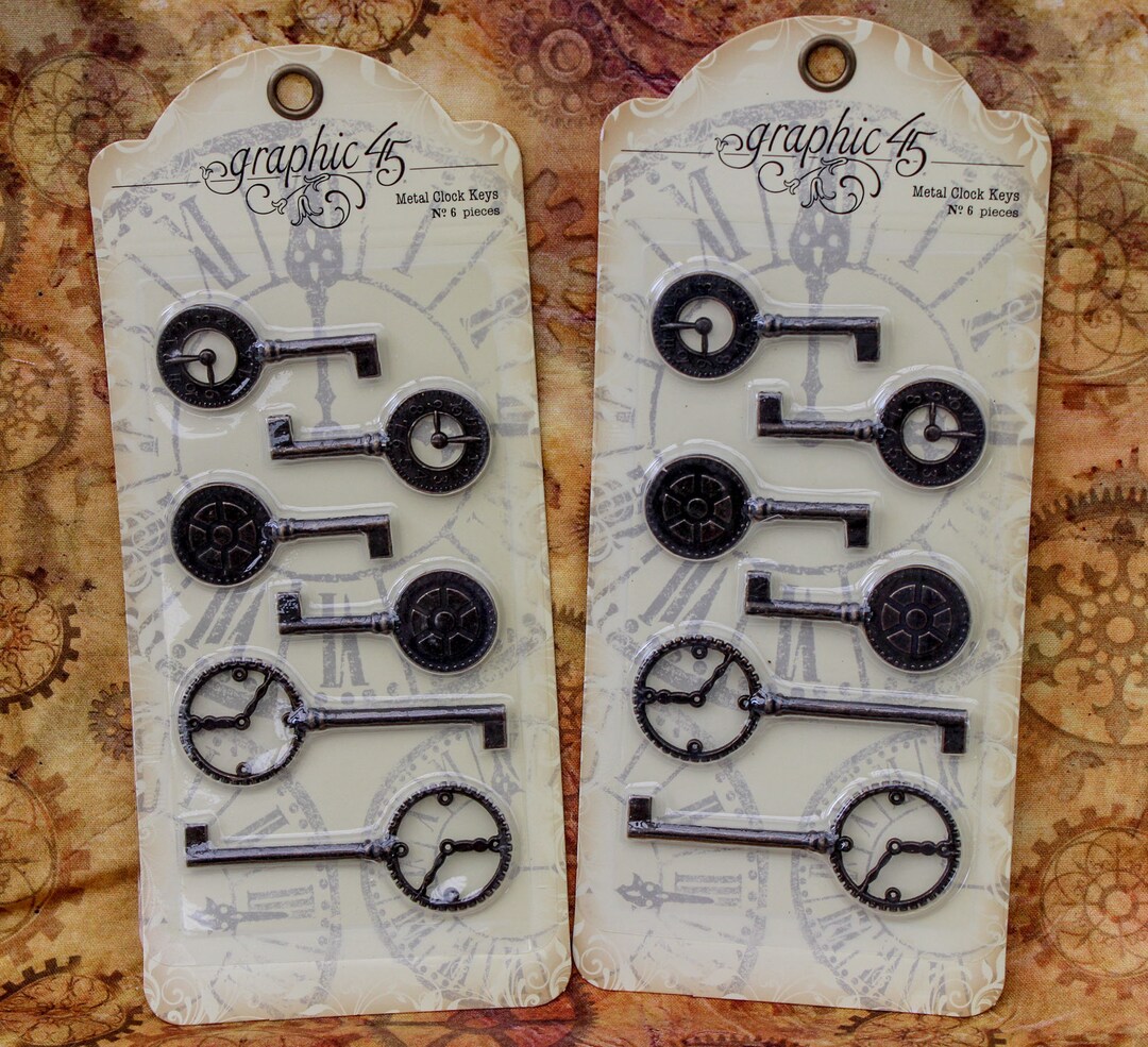 Graphic 45 New Decorative Ornate Clock Key Set of 6 - Etsy