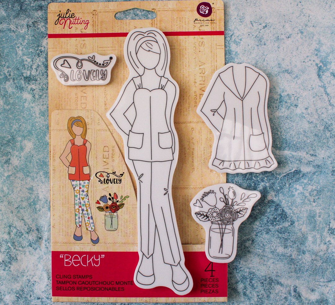 Julie Nutting Becky Cling Stamp Doll Set 4 Pieces Spring Girl Prima - Etsy