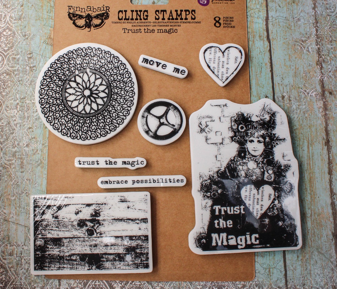Trust the Magic Collage Cling Stamp Set 8 Pieces Finnabair Prima - Etsy