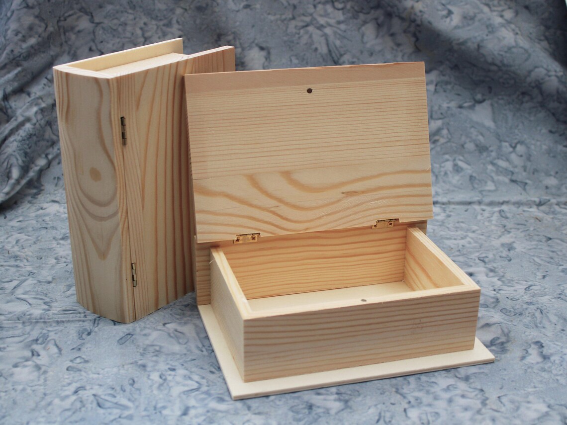 Book Shaped Wood Box Unfinished 6.5 X 4.25 X 2 - Etsy