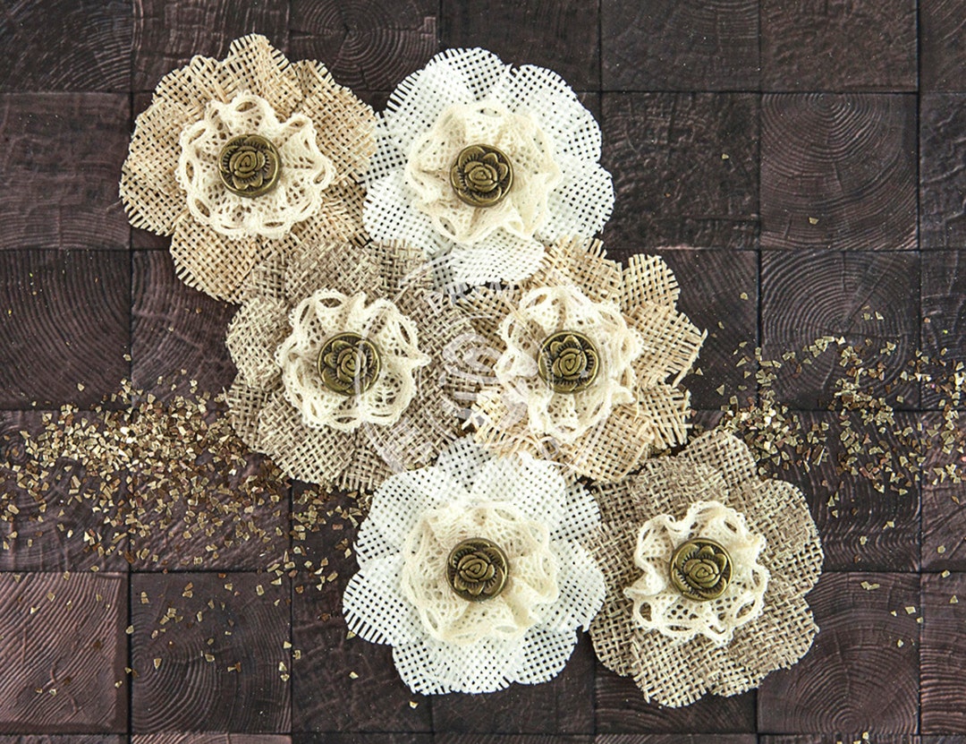 Prima Flowers Set of 6 Burlap Ribbon Flowers - Etsy