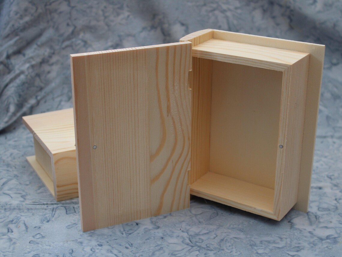 Book Shaped Wood Box Unfinished 6.5 X 4.25 X 2 - Etsy