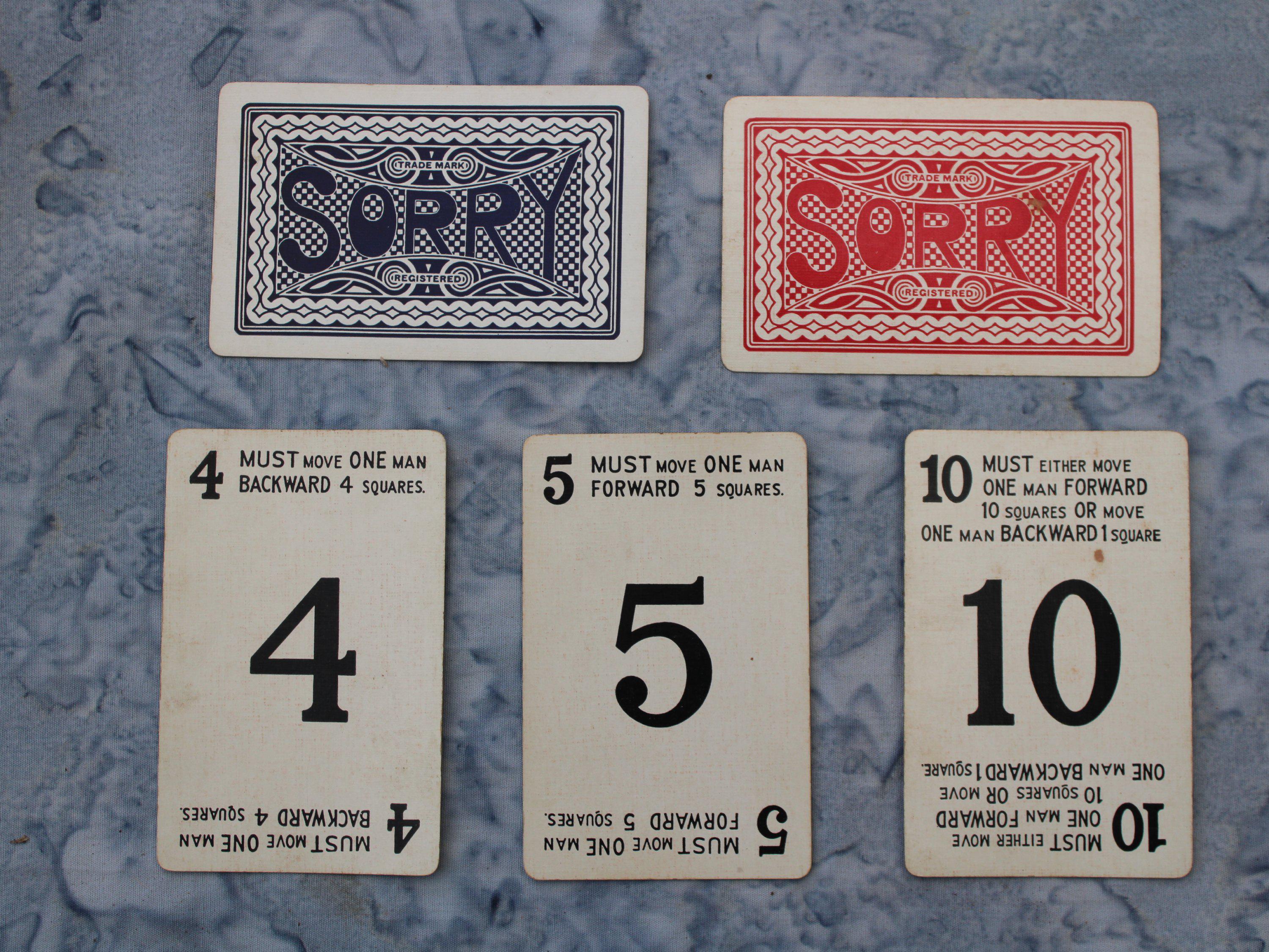 Sorry Game Playing Cards Vintage Set of 10 - Etsy