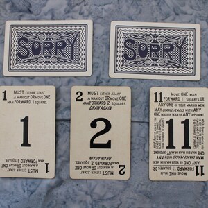 Sorry Game Playing Cards Vintage Set of 10 - Etsy