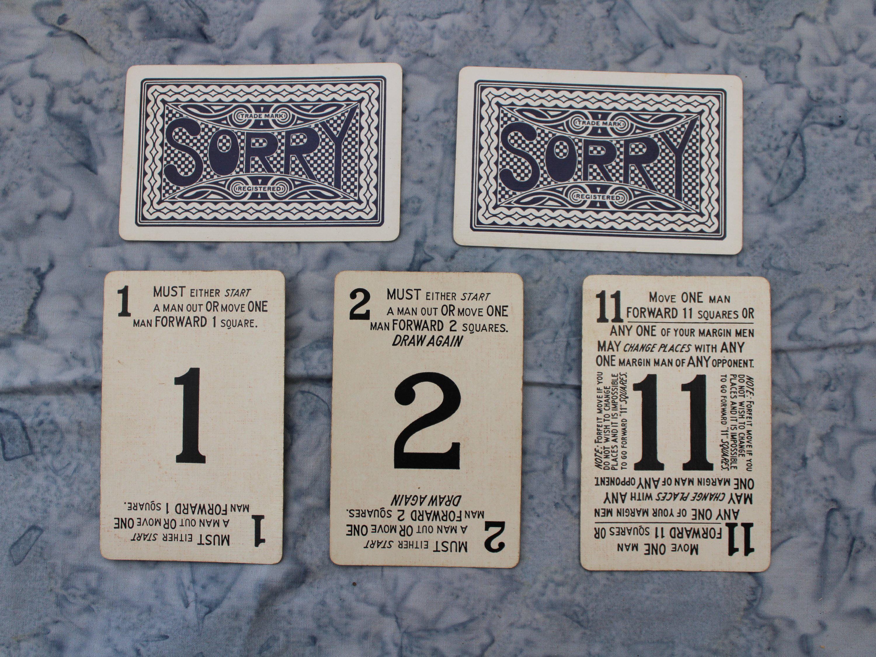 Sorry Game Playing Cards Vintage Set of 10 - Etsy