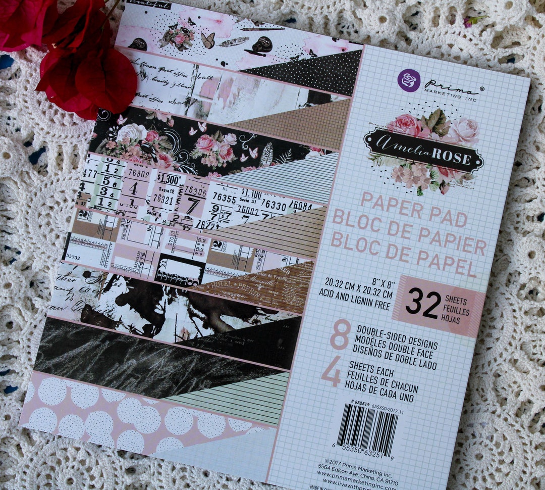8x8 Cardstock Paper Pad Amelia Rosa 6 Designs 32 Double Sided - Etsy