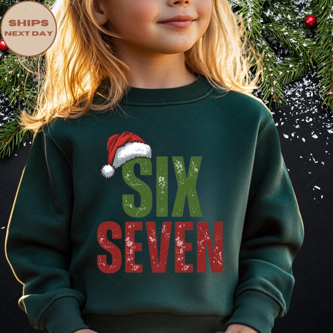 Six Seven Meme Christmas Shirt, Retro Santa Hat 6 7 Tee, Tiktok Viral ...