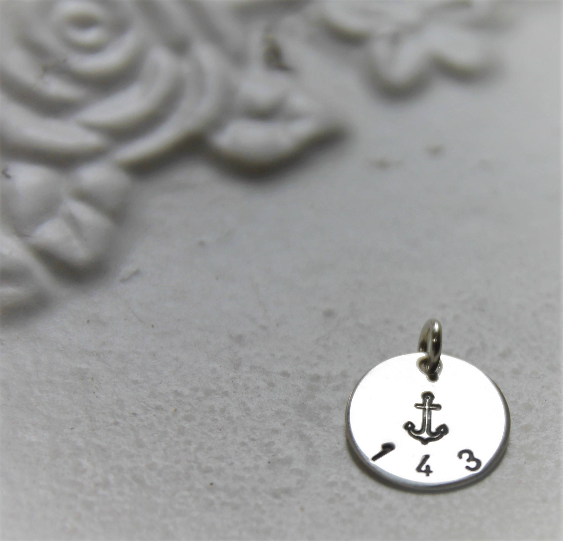Charm 143 i Love You With Anchor, Sterling Silver Charm - Etsy