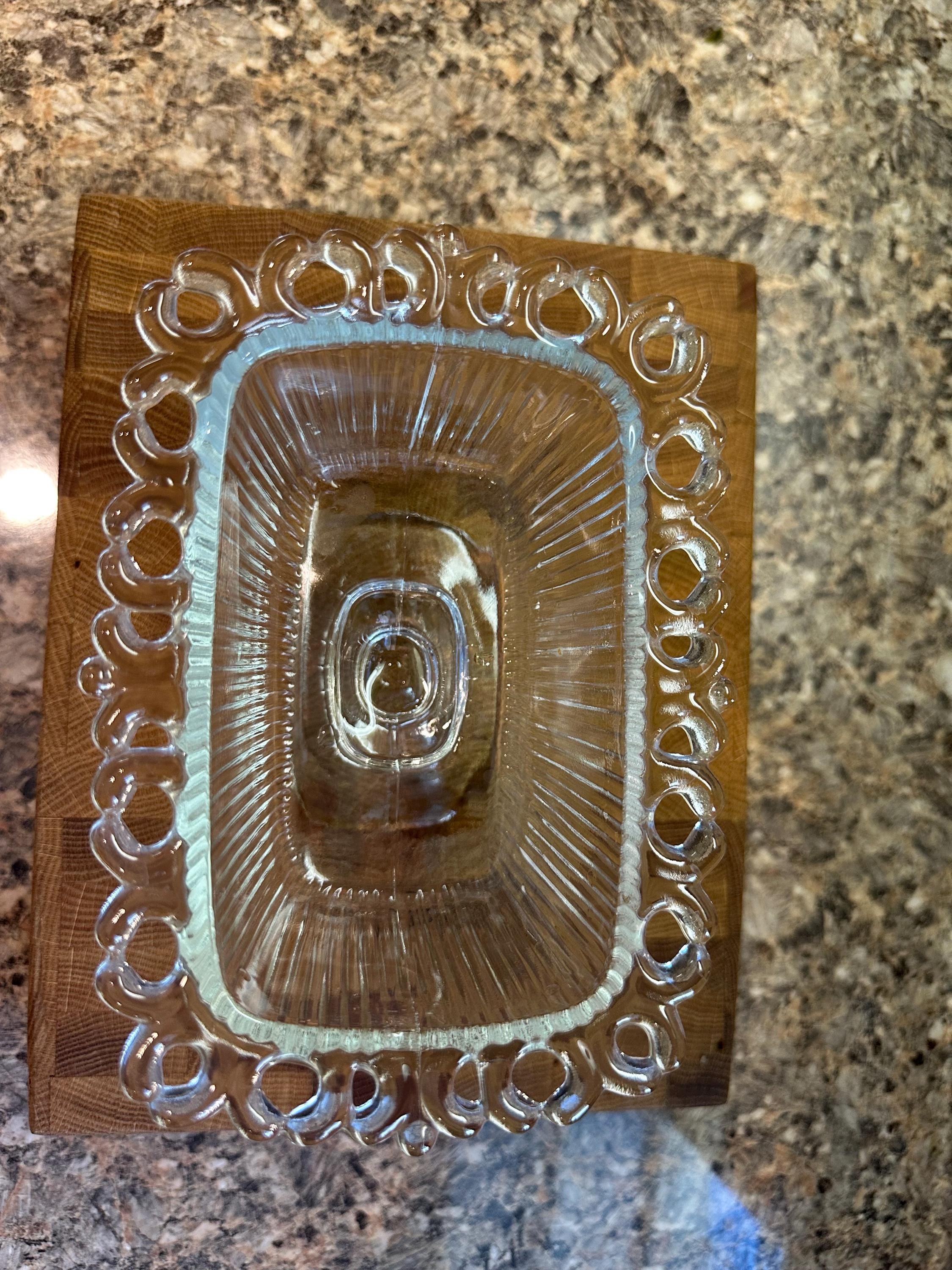 Vintage Indiana Glass Lace Edge Pedestal Covered Dish - Etsy
