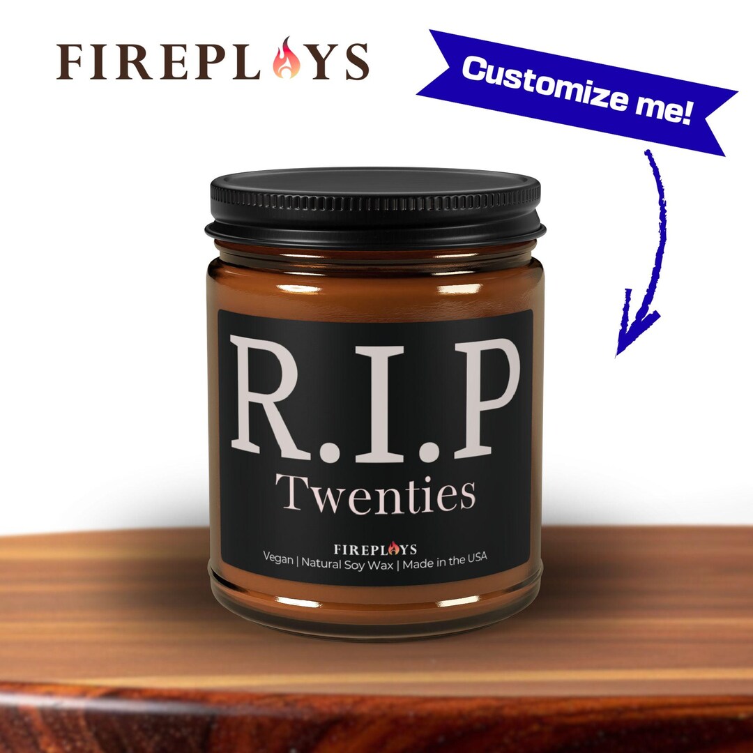 Funny Personalizable RIP Birthday Candle Scented Soy Candle, Amber Jar ...