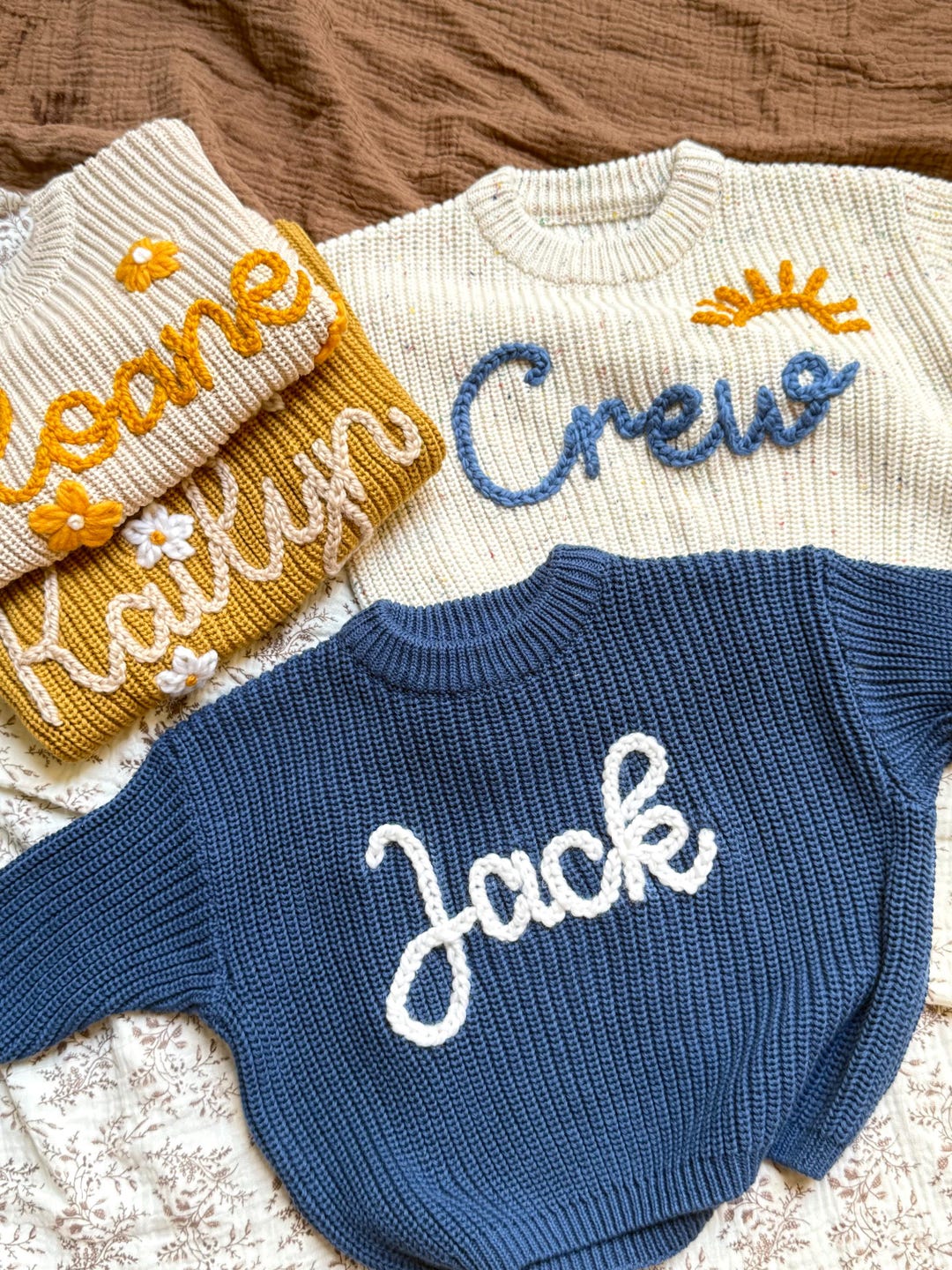 Custom Embroidered Baby Name Sweater, Personalised Baby Sweater, Hand ...