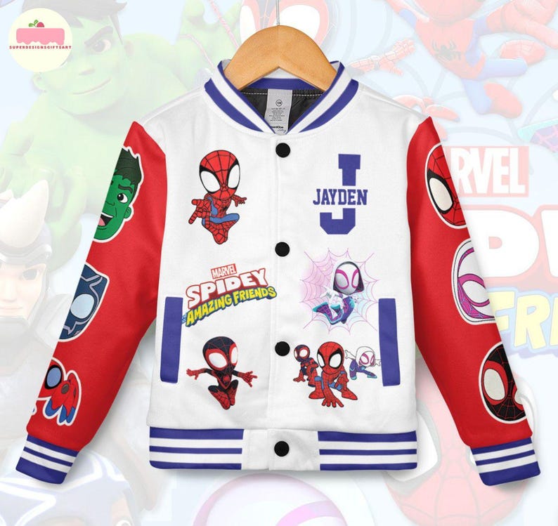 Personalized Spidey and His Amazing Friends Varsity Jacket, Kids ...