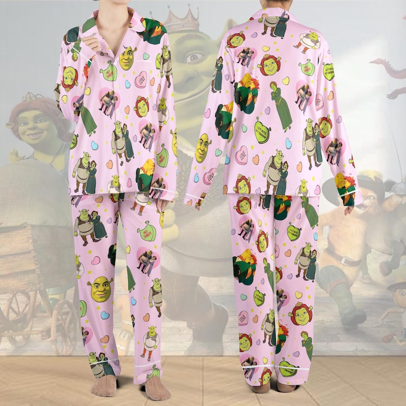 Shrek Pajamas Set, Fiona and Shrek Couple Pajamas, Meme Valentine ...