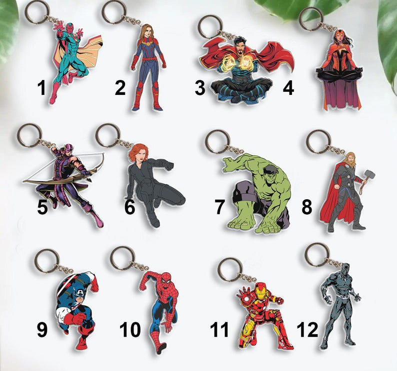 Personalized All Characters Avengers Keychain, Marvel Keychain ...