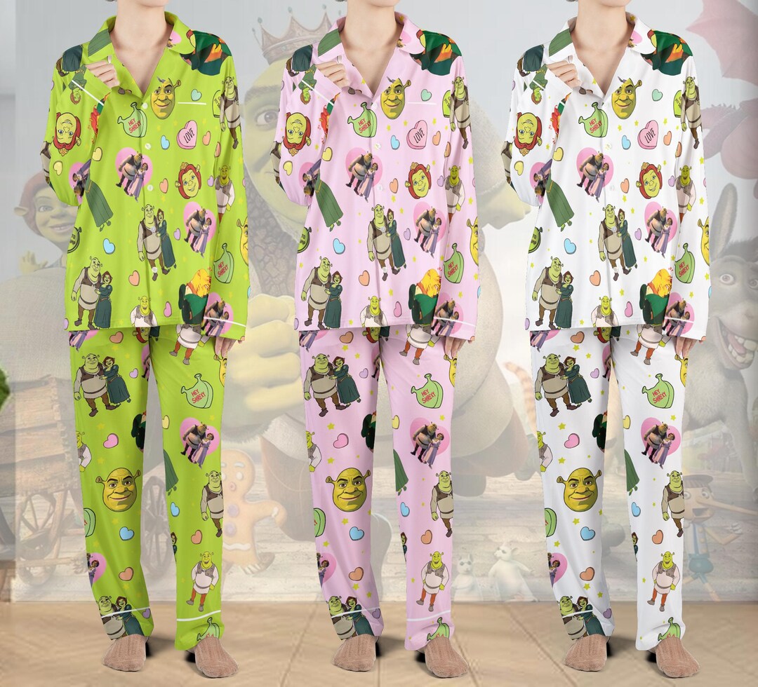 Shrek Pajamas Set, Fiona and Shrek Couple Pajamas, Meme Valentine ...