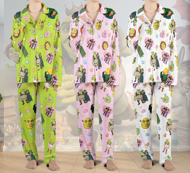 Shrek Pajamas Set, Fiona and Shrek Couple Pajamas, Meme Valentine ...