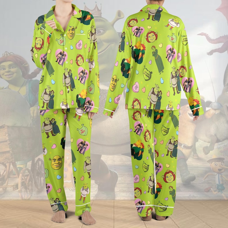 Shrek Pajamas Set, Fiona and Shrek Couple Pajamas, Meme Valentine ...