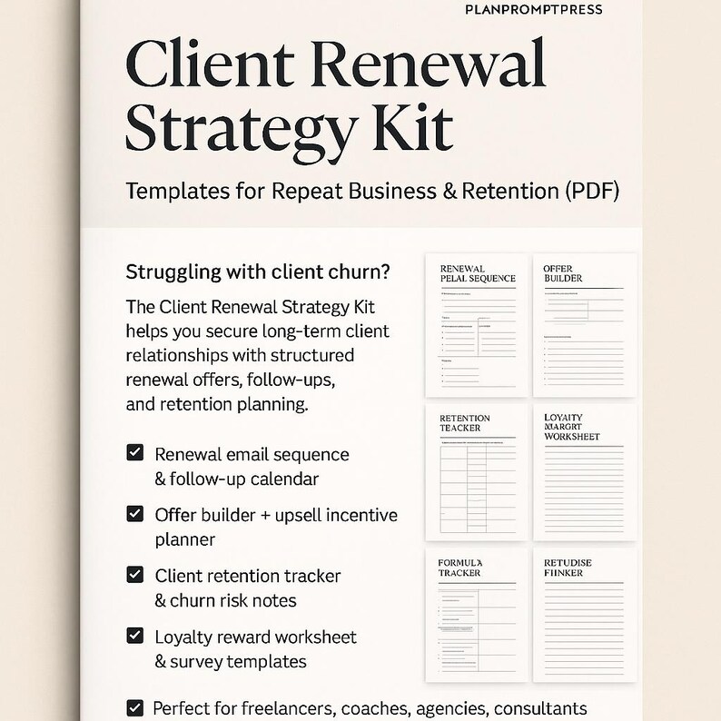Client Renewal Strategy Kit – Templates for Repeat Business & Retention ...