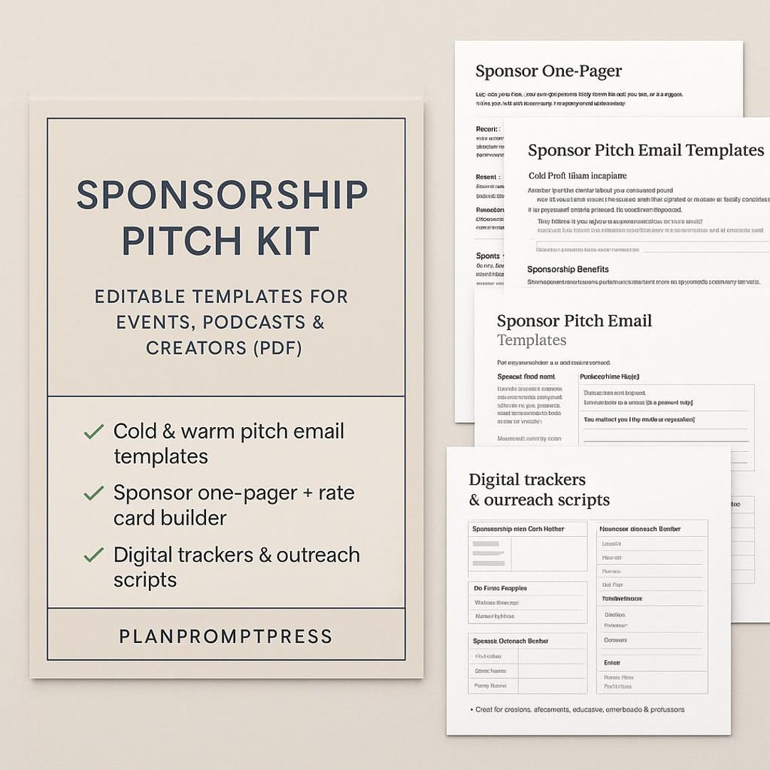 Sponsorship Pitch Kit – Editable Templates for Events, Podcasts ...