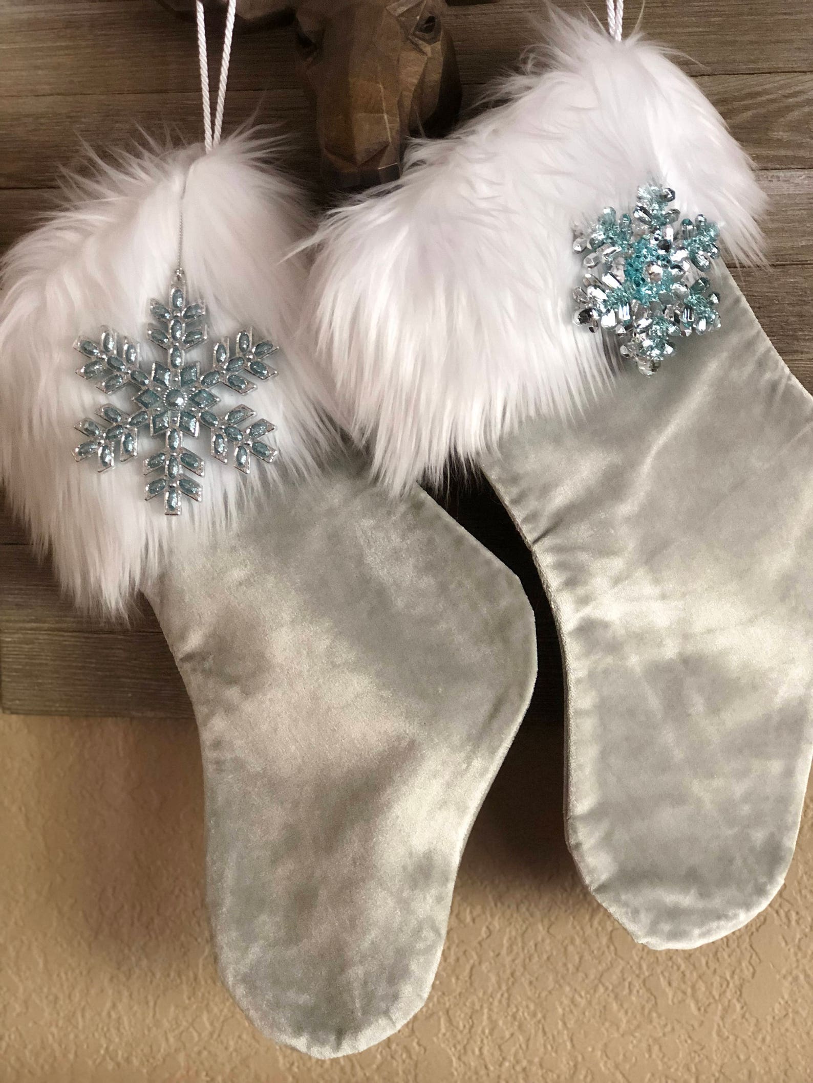 Icy Blue Velvet Christmas Stocking - Etsy