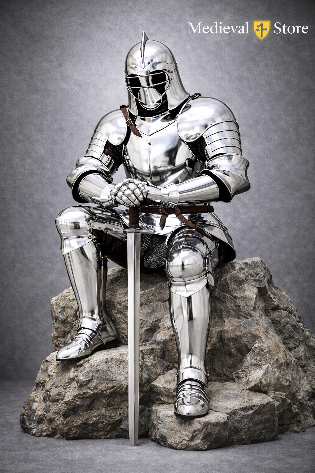 Medieval Full Body Knight Armor With Helmet – Mirror Polish Steel Armor ...