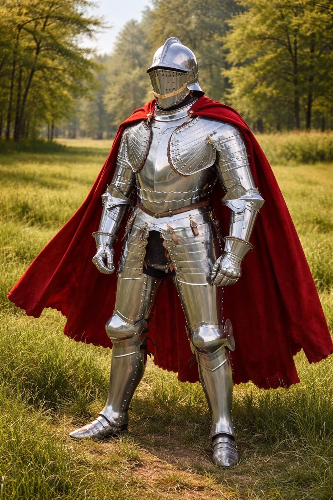 Medieval Full Plate Armor Suit With Red Cape | Wearable Knight Armor ...