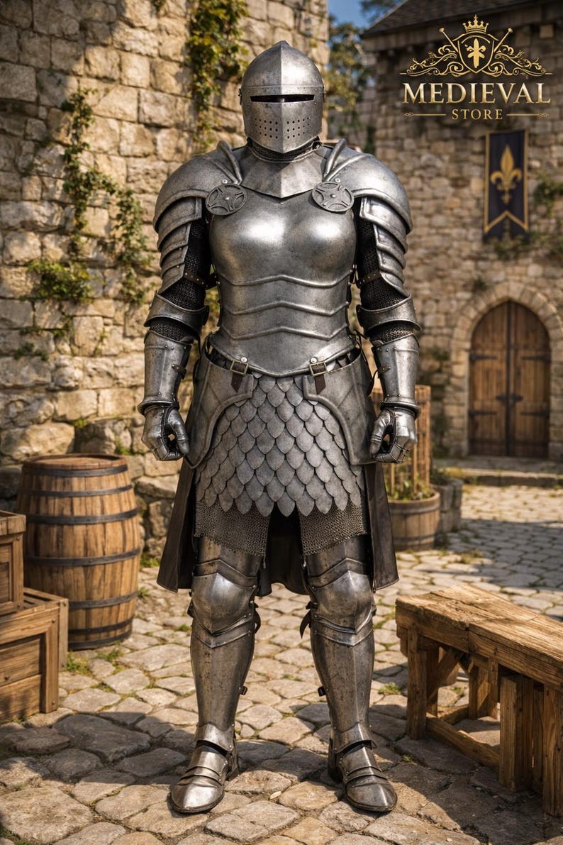 Wearable Medieval Knight Full Body Armor Suit With Helmet, Gothic Steel ...