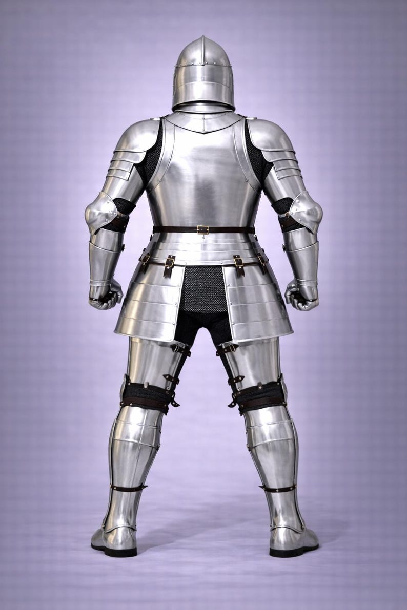 Full Body Medieval Knight Silver Plate Armor Suit | Wearable Steel ...