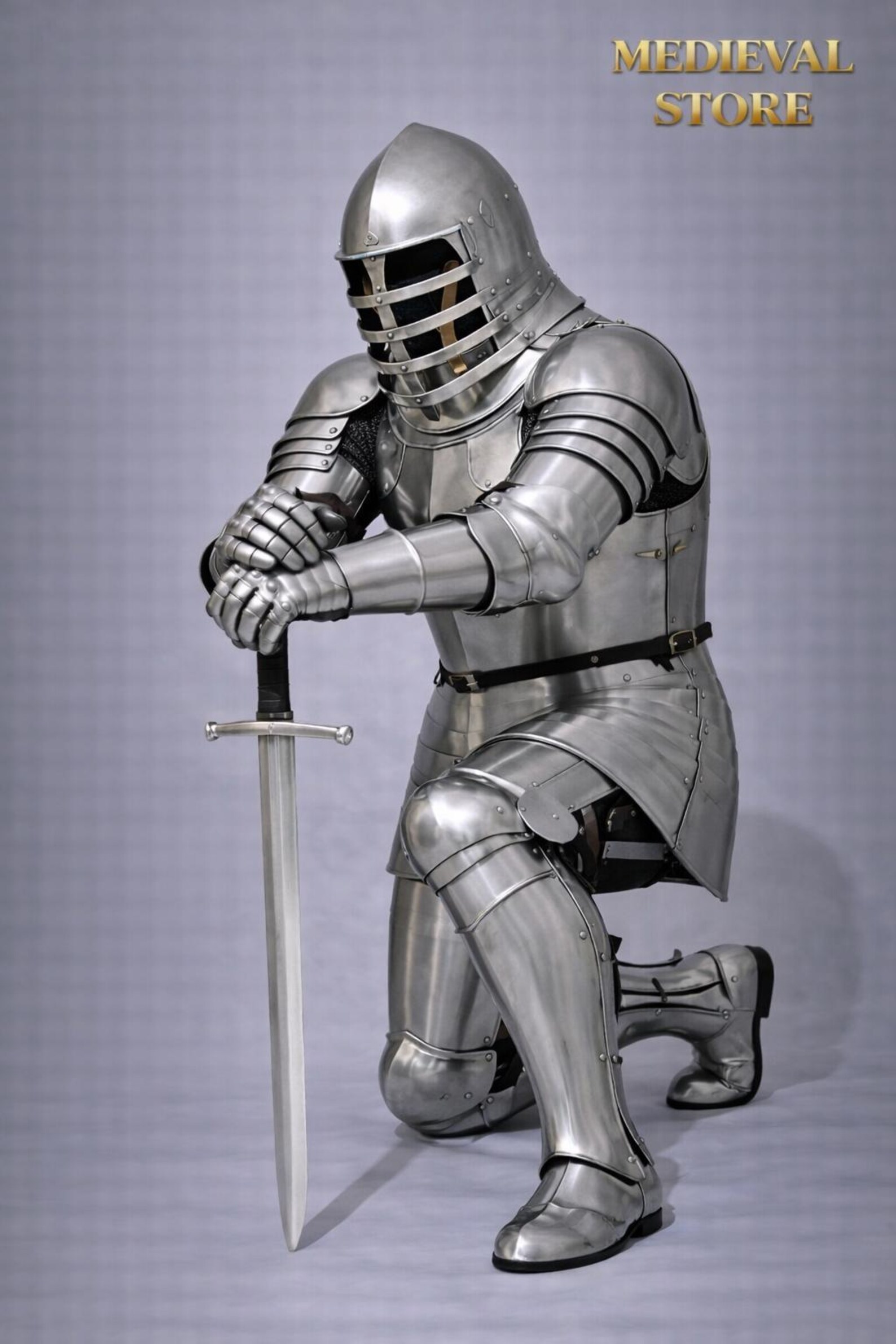 Full Body Medieval Knight Silver Plate Armor Suit | Wearable Steel ...