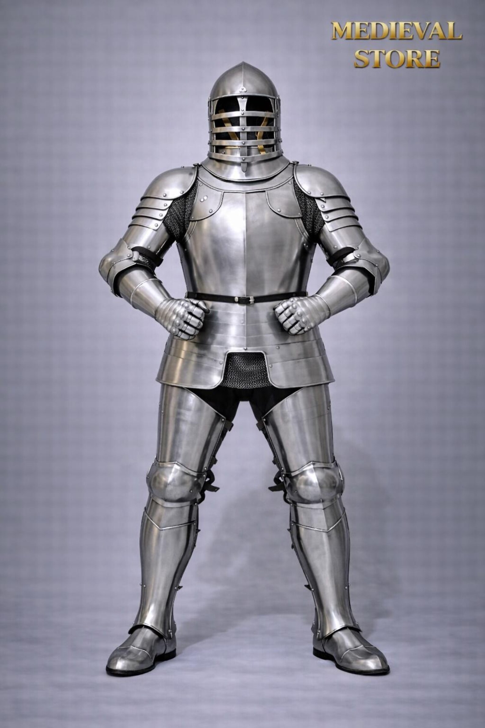 Full Body Medieval Knight Silver Plate Armor Suit | Wearable Steel ...