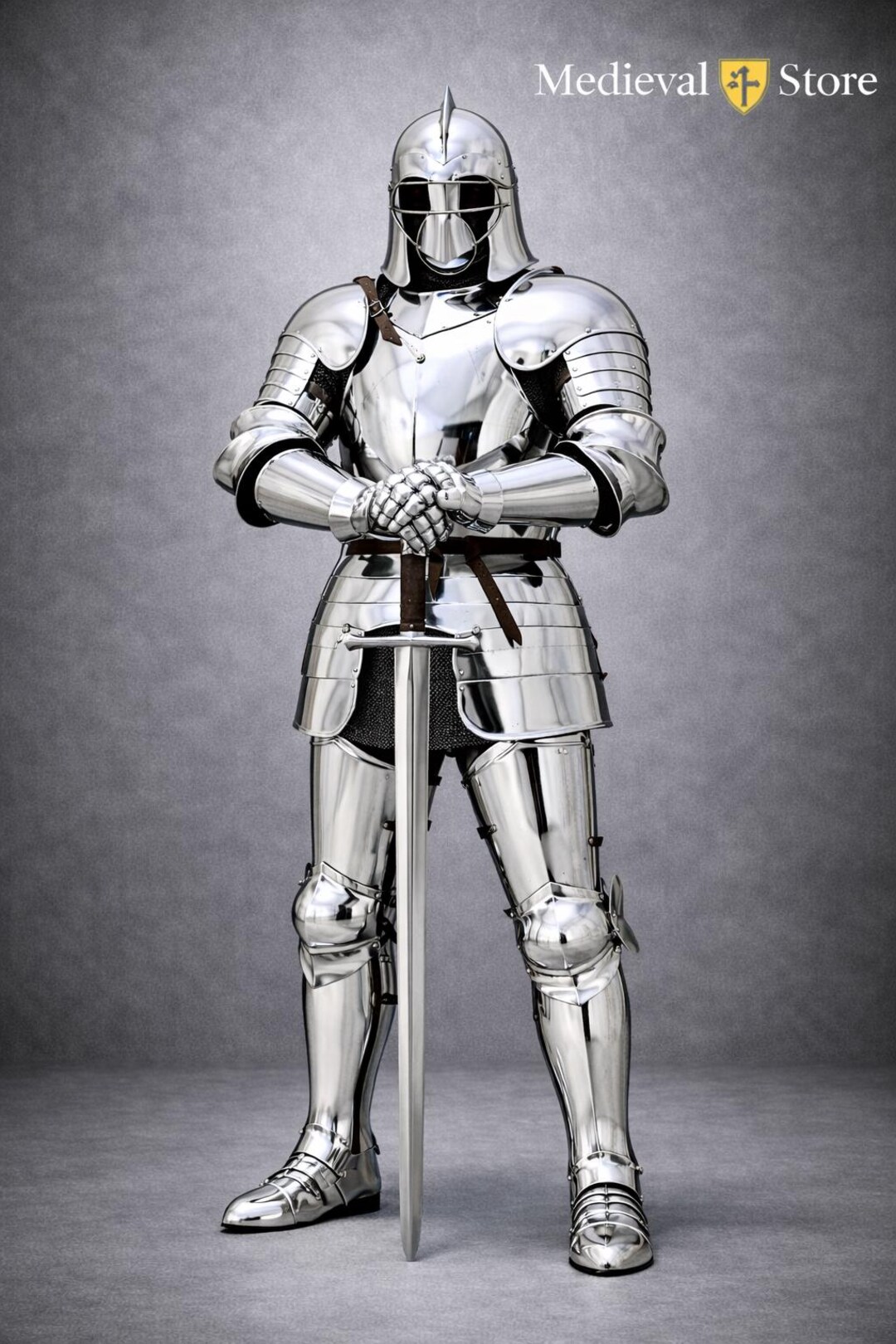 Medieval Full Body Knight Armor With Helmet – Mirror Polish Steel Armor ...
