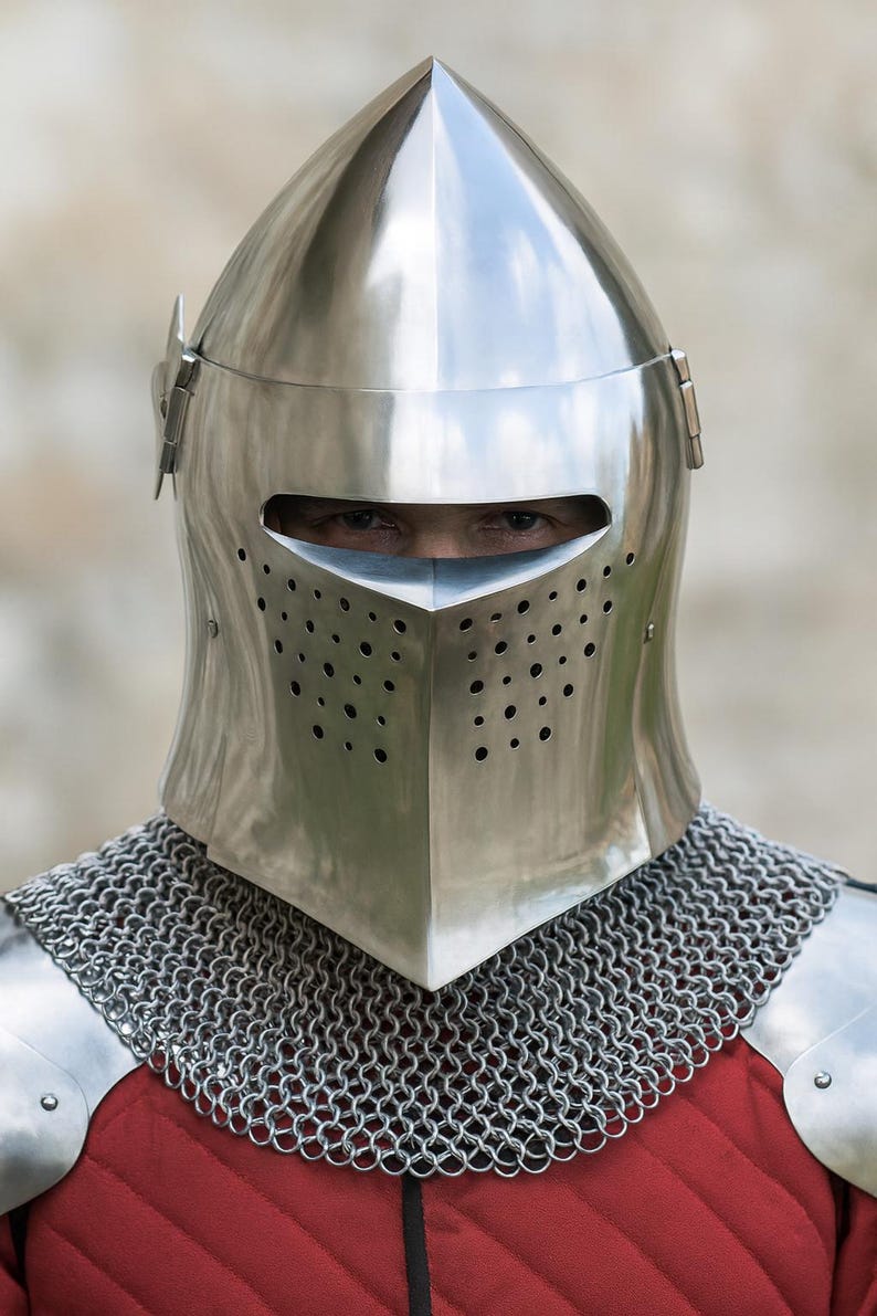 Medieval Steel Bascinet Helmet With Visor | Hand-forged Knight Helmet ...