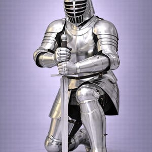 Full Body Medieval Knight Silver Plate Armor Suit | Wearable Steel ...