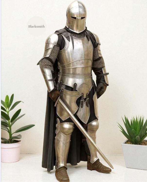 18 Gauge Steel Full Body Armor Medieval Helmet LARP and Cosplay Plate ...