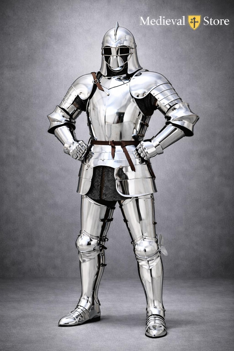 Medieval Full Body Knight Armor With Helmet – Mirror Polish Steel Armor ...