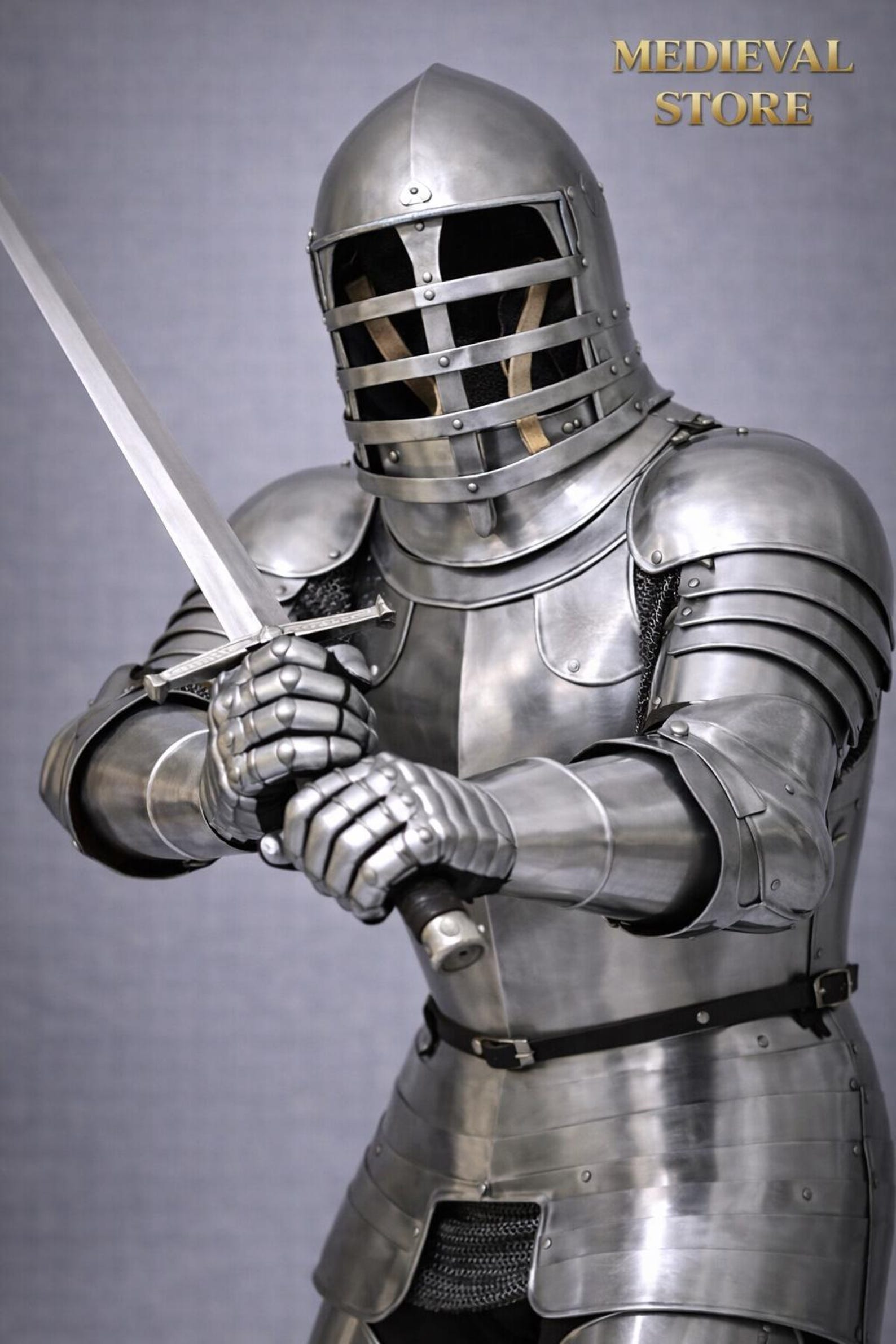 Full Body Medieval Knight Silver Plate Armor Suit | Wearable Steel ...