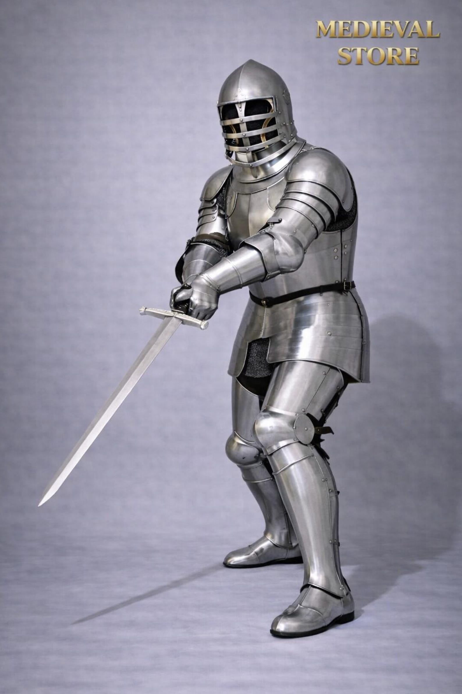 Full Body Medieval Knight Silver Plate Armor Suit | Wearable Steel ...