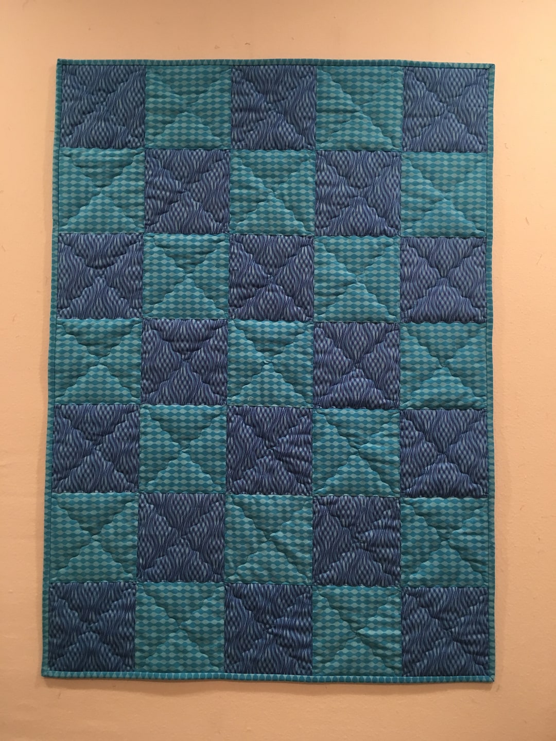 Blue Squares Crib Quilt - Etsy