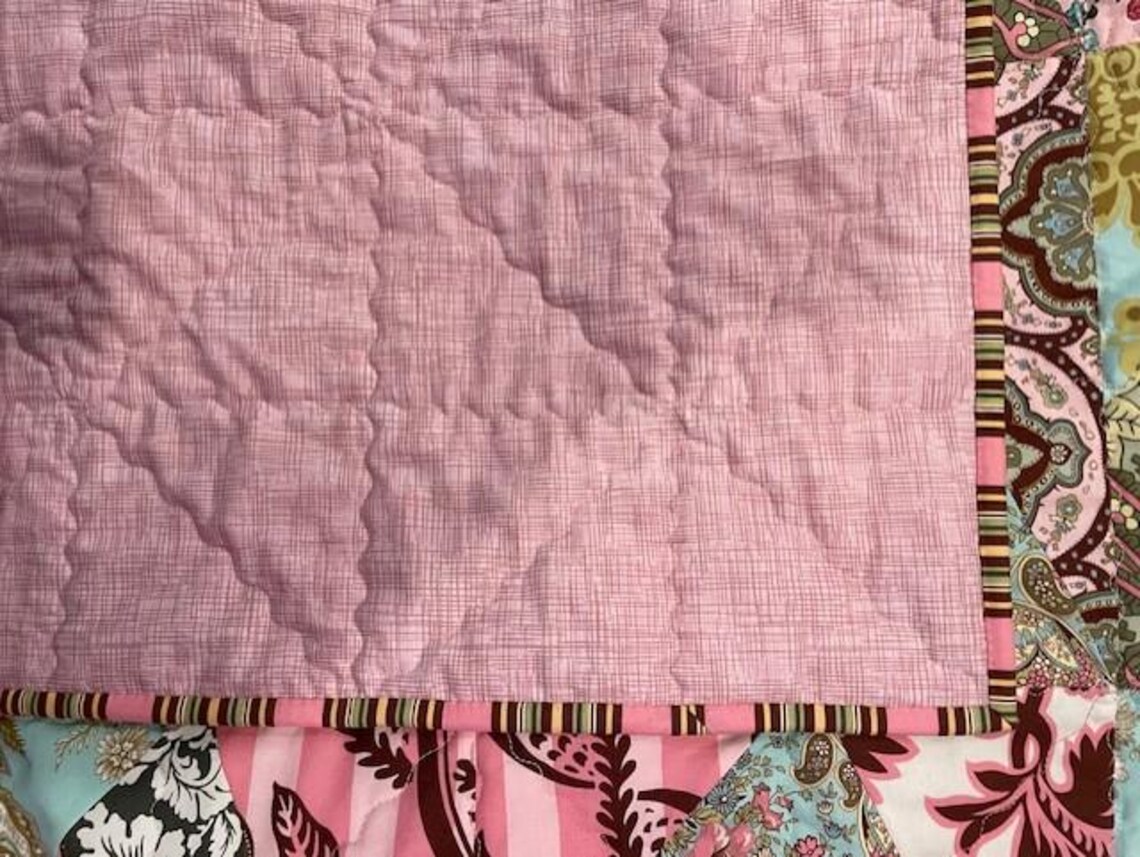 Pink Blue Green Maroon Amy Butler Fabric Crazy Quilt - Etsy