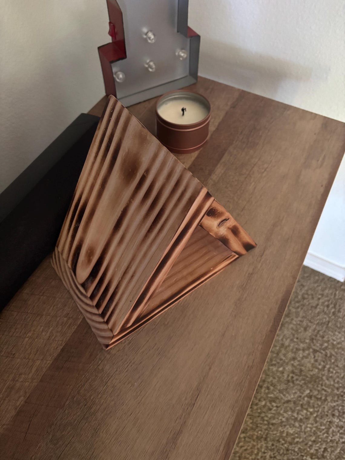 Rustic Wood Bookstand-triangle Book Holder With Storage Tray-handmade ...